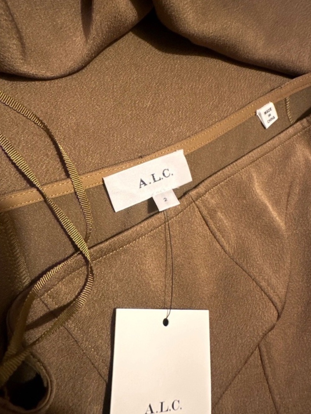 A.L.C. | Dresses | Alc Nwt One Shoulder Satin Maxi Dress Olive Brown ...